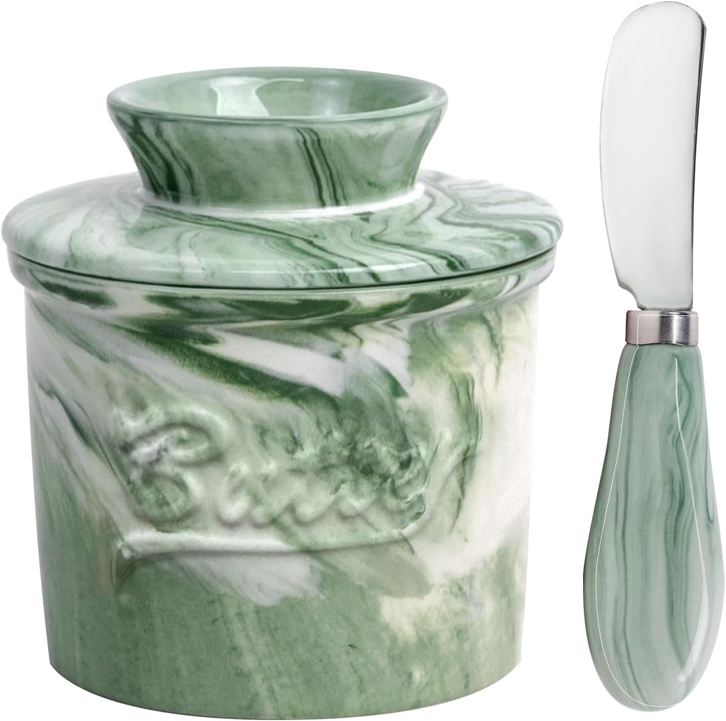 Amazon.com | MSJGA Ceramic Butter Crock with Lid & Spreader Knife ...