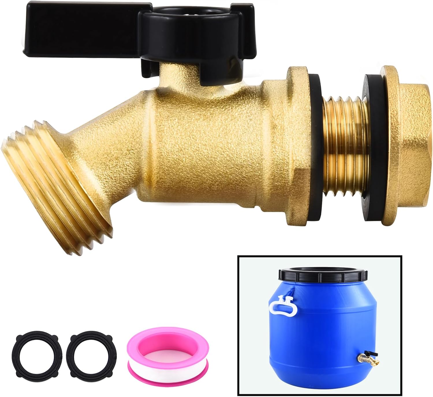 Amazon.com : LUOFANT Brass Water Container/Rain Barrel Spigot, 3/4" GHT ...