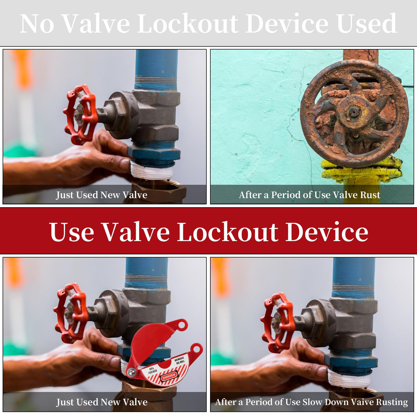 Snapklik.com : Gate Valve Lockout Device And Safety Padlock Set, Water ...