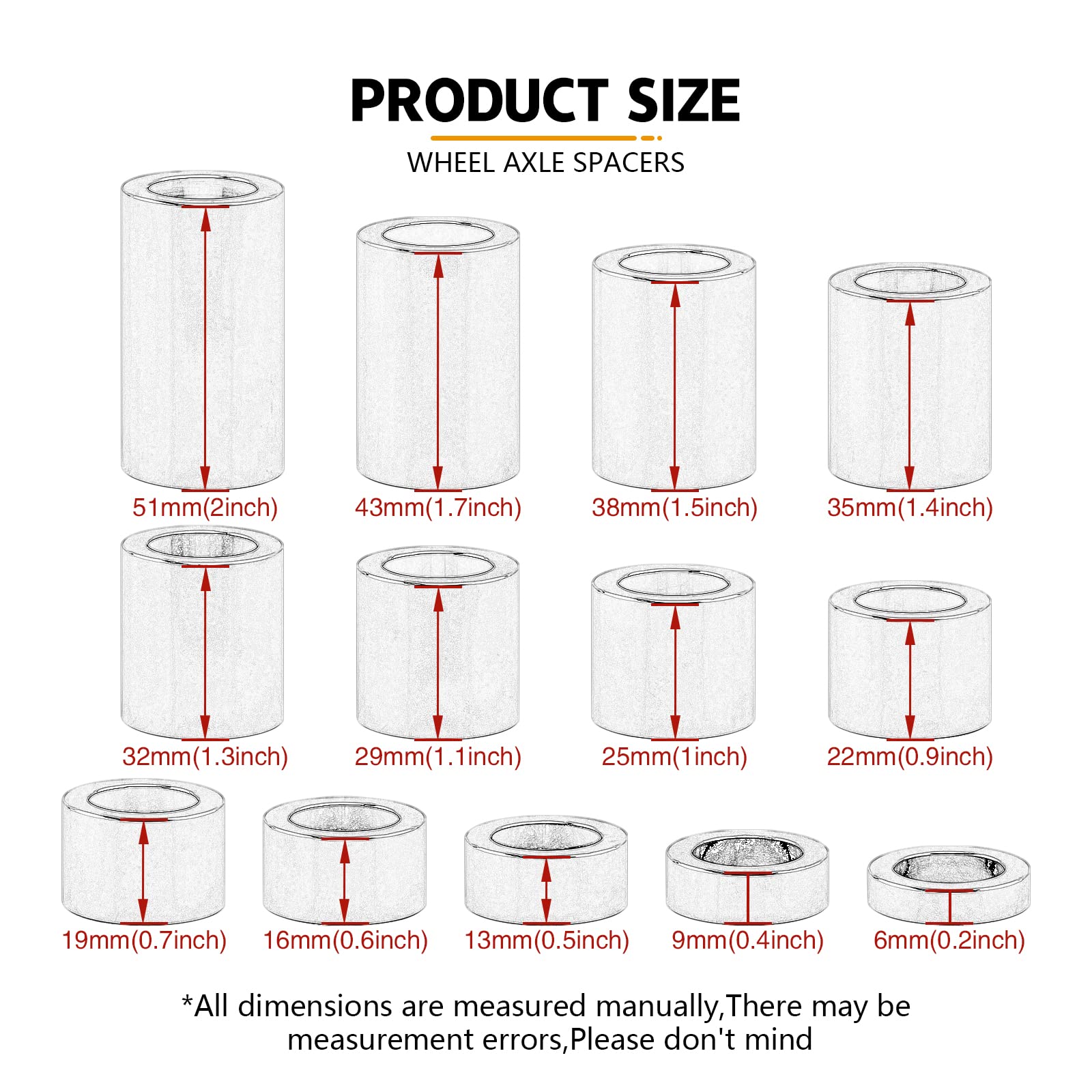 Snapklik.com : Moqiang Wheel Axle Spacer Kit 3/4 ID 1-1/4 OD Aluminum ...