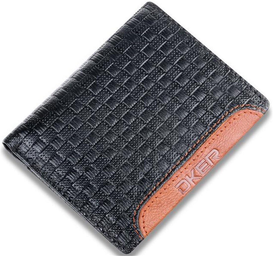 ASL Men Basic Size Leather Lattice-Lines Holder Card Case Wallet Money ...