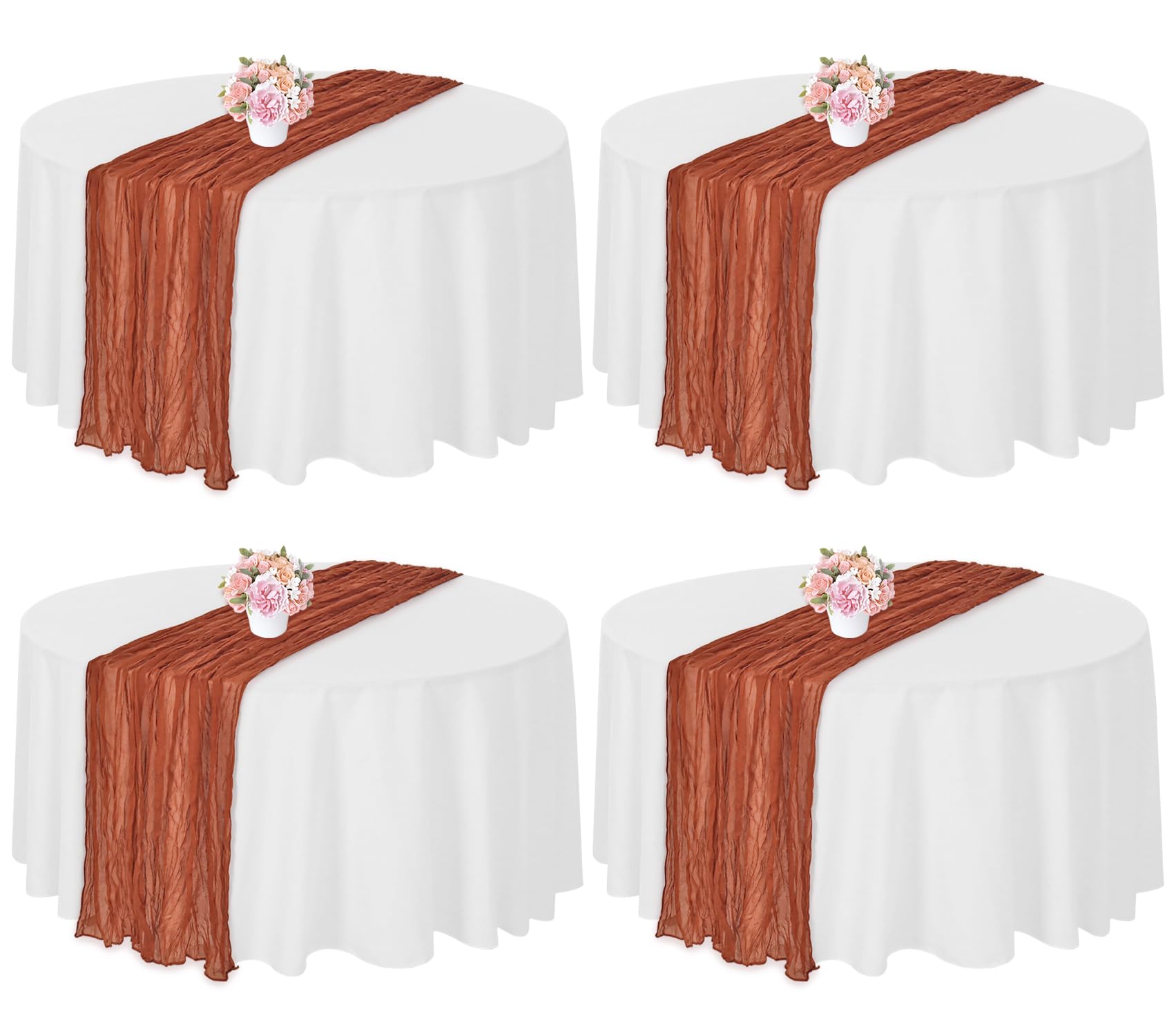 Snapklik.com : 4 Set Round Tablecloth And Cheesecloth Table Runner ...