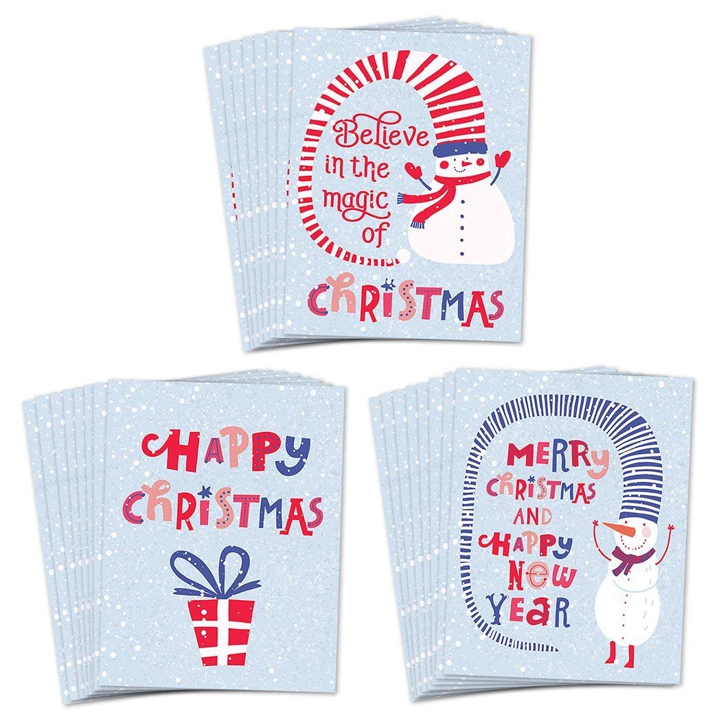 Amazon.com: Cute Holiday Cards 24 Pack with Envelopes 3 Assorted Jolly ...