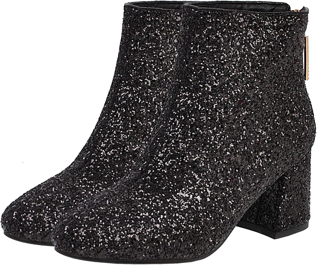 Amazon.com | KysBloes Womens Sparkly Ankle Boots Chunky Heel Glitter ...