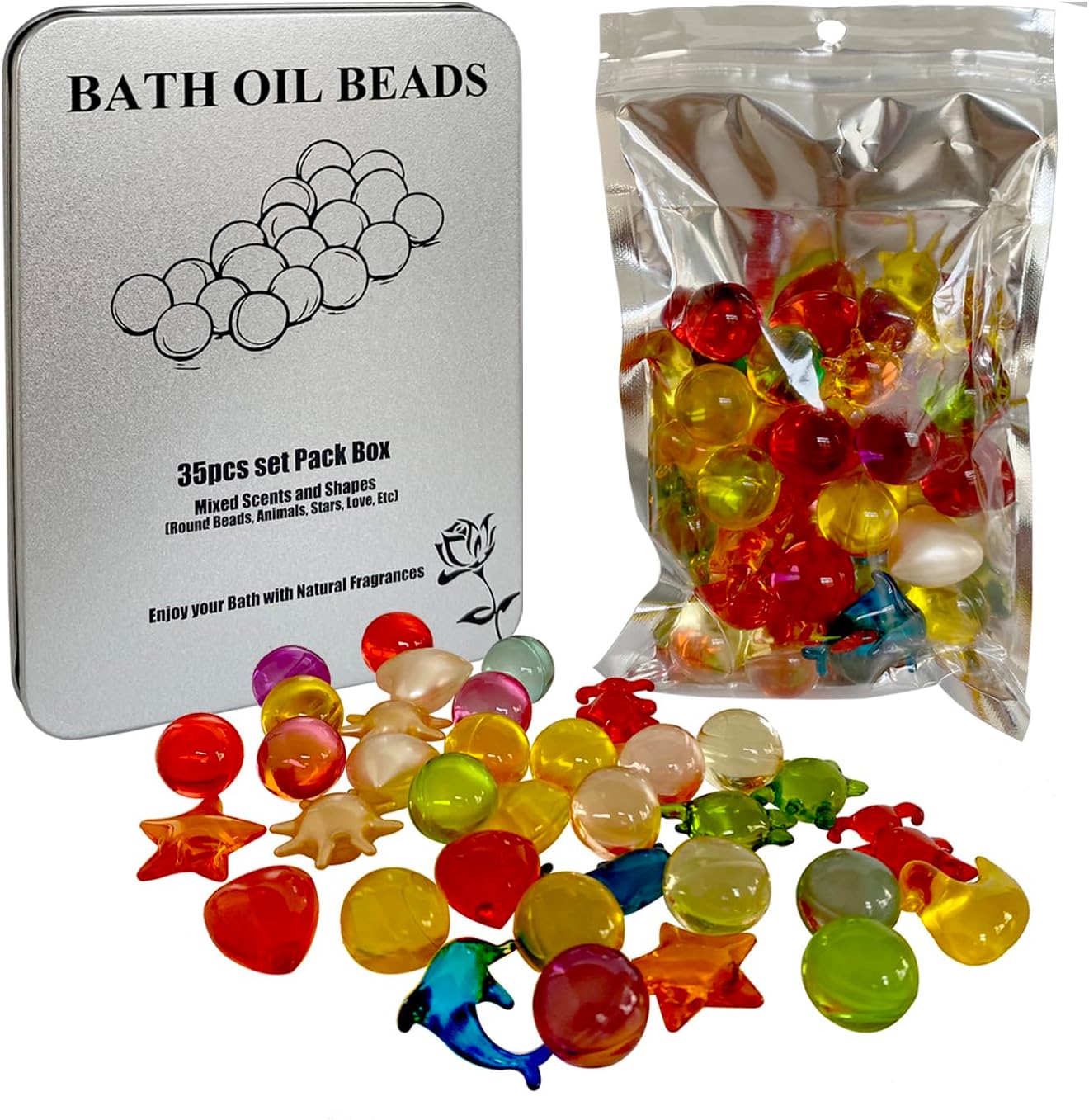 Amazon.com : 35pcs Set Bath Oil Beads Floral Fragrance Bath Pearls SPA ...