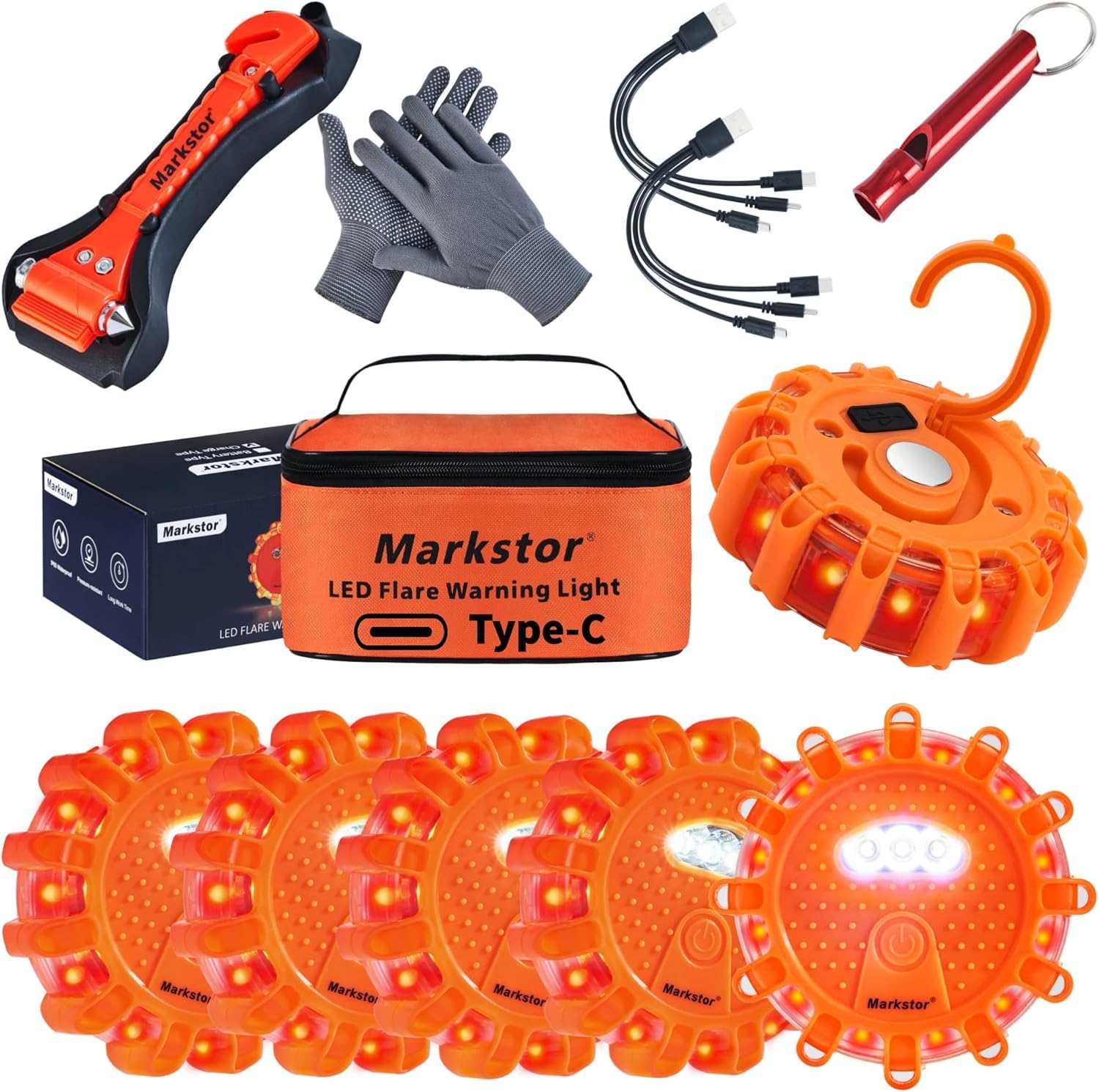 Snapklik.com : Markstor Led Road Flares 6 Pack LED Flares Emergency Kit ...