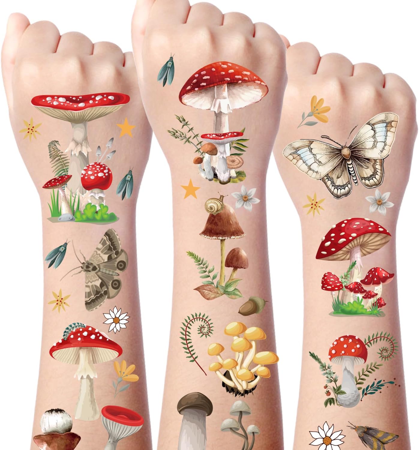 Amazon.com : Gameza Mushroom Temporary Tattoos for Kids - 220+ Insects ...