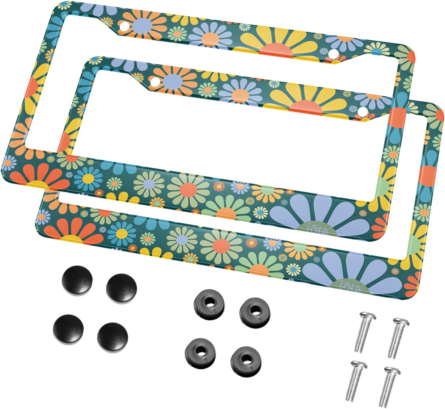 Amazon.com: HOSNYE Colorful Flowers License Plate Frame Cartoons Autumn ...