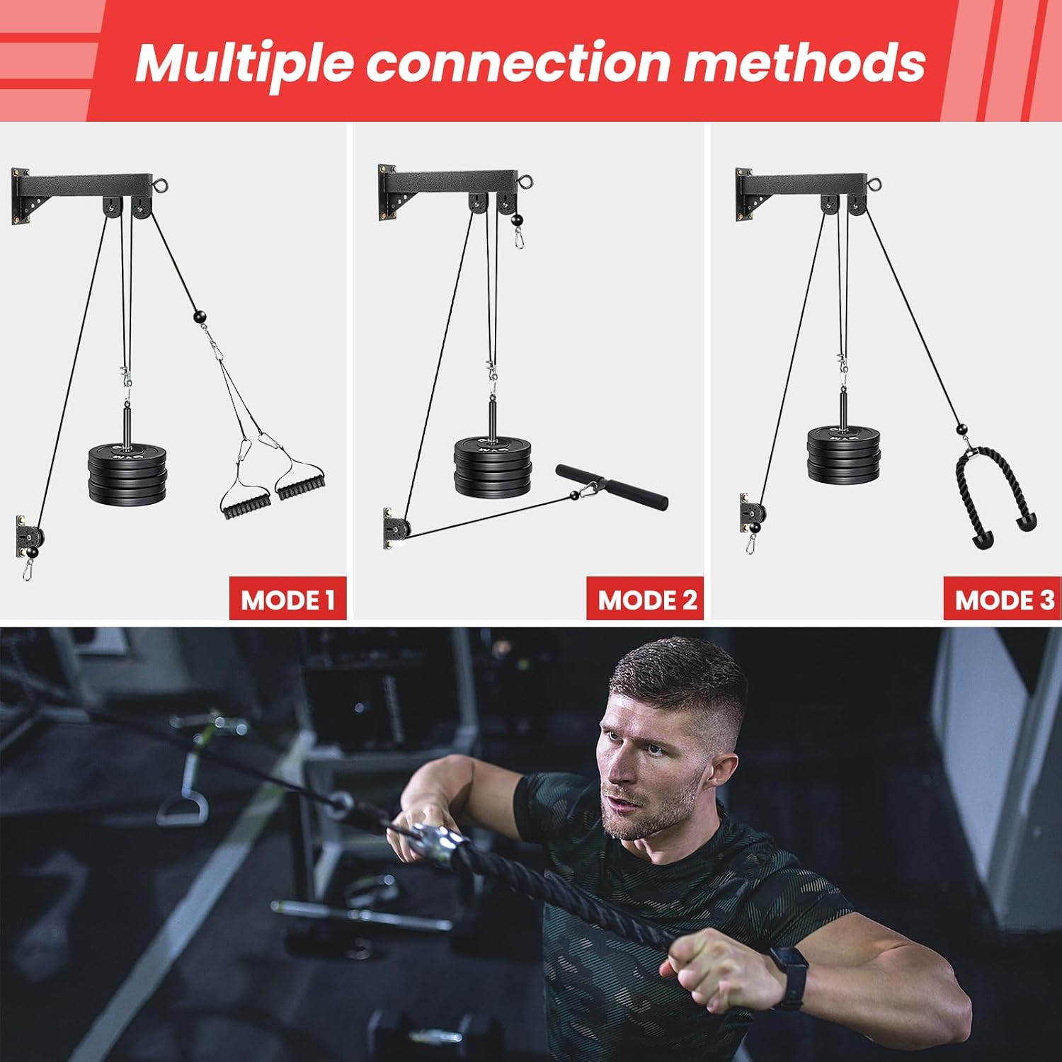 LAT Pulldown Attachments Pulley System Gym Tricep Rope Pull Down ...