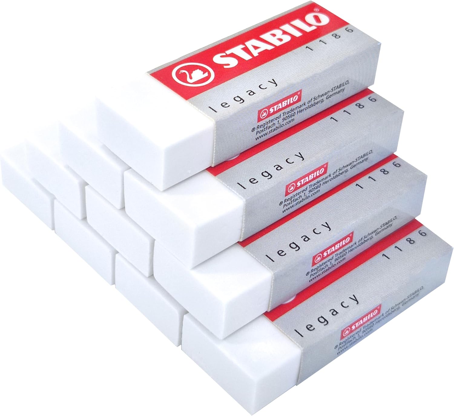 Eraser - STABILO Legacy 1186 - Pack of 10 - White : Amazon.co.uk ...