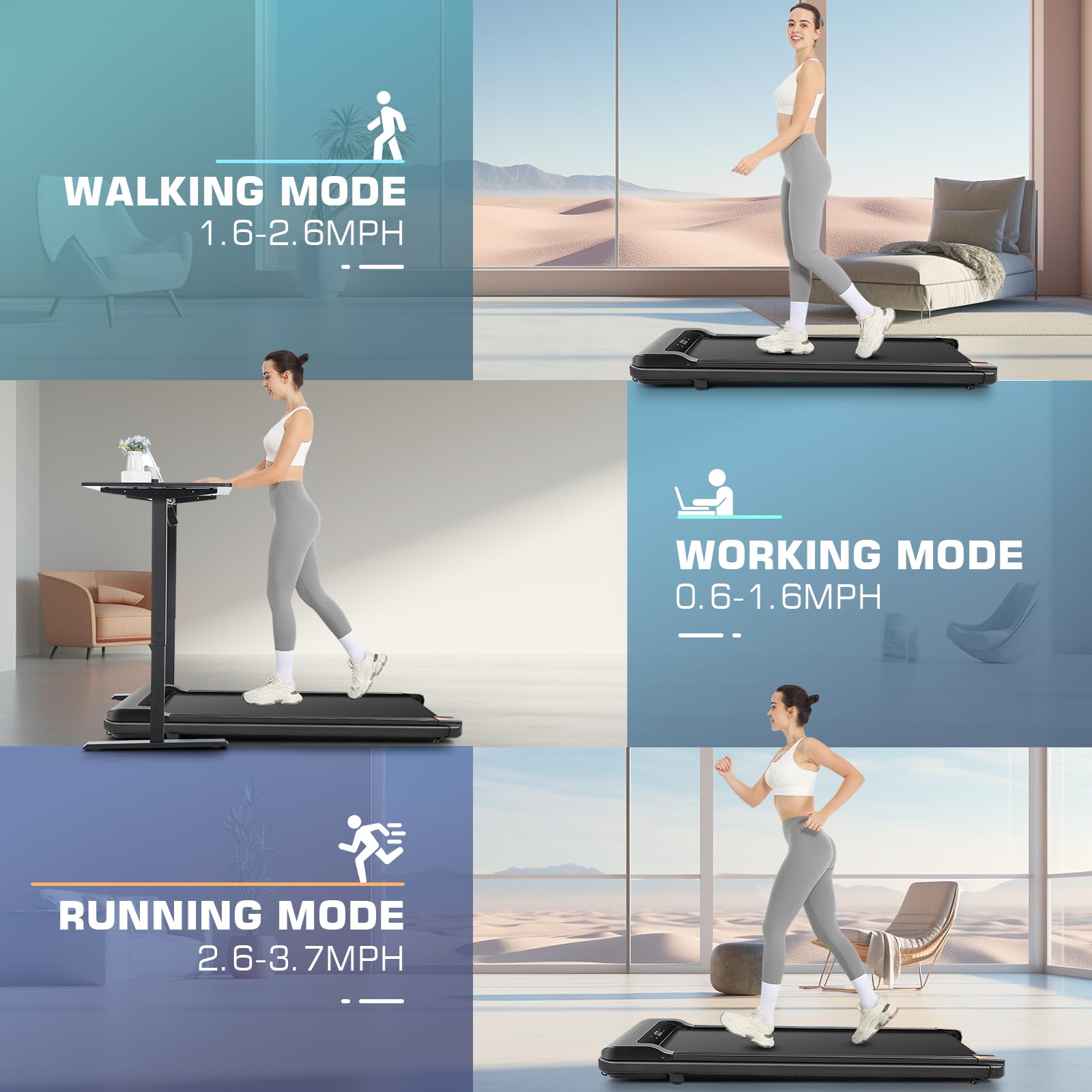 Snapklik.com : Walking Pad 3 In 1 Under Desk Treadmill, 2.5 HP Quiet ...