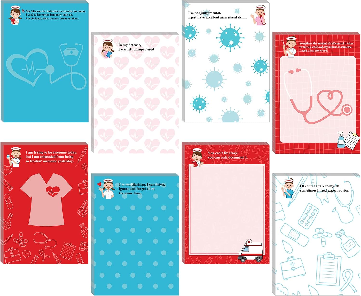 Amazon.com : Chinco 8 Pieces Funny Notepads Funny Nurse Notepads ...