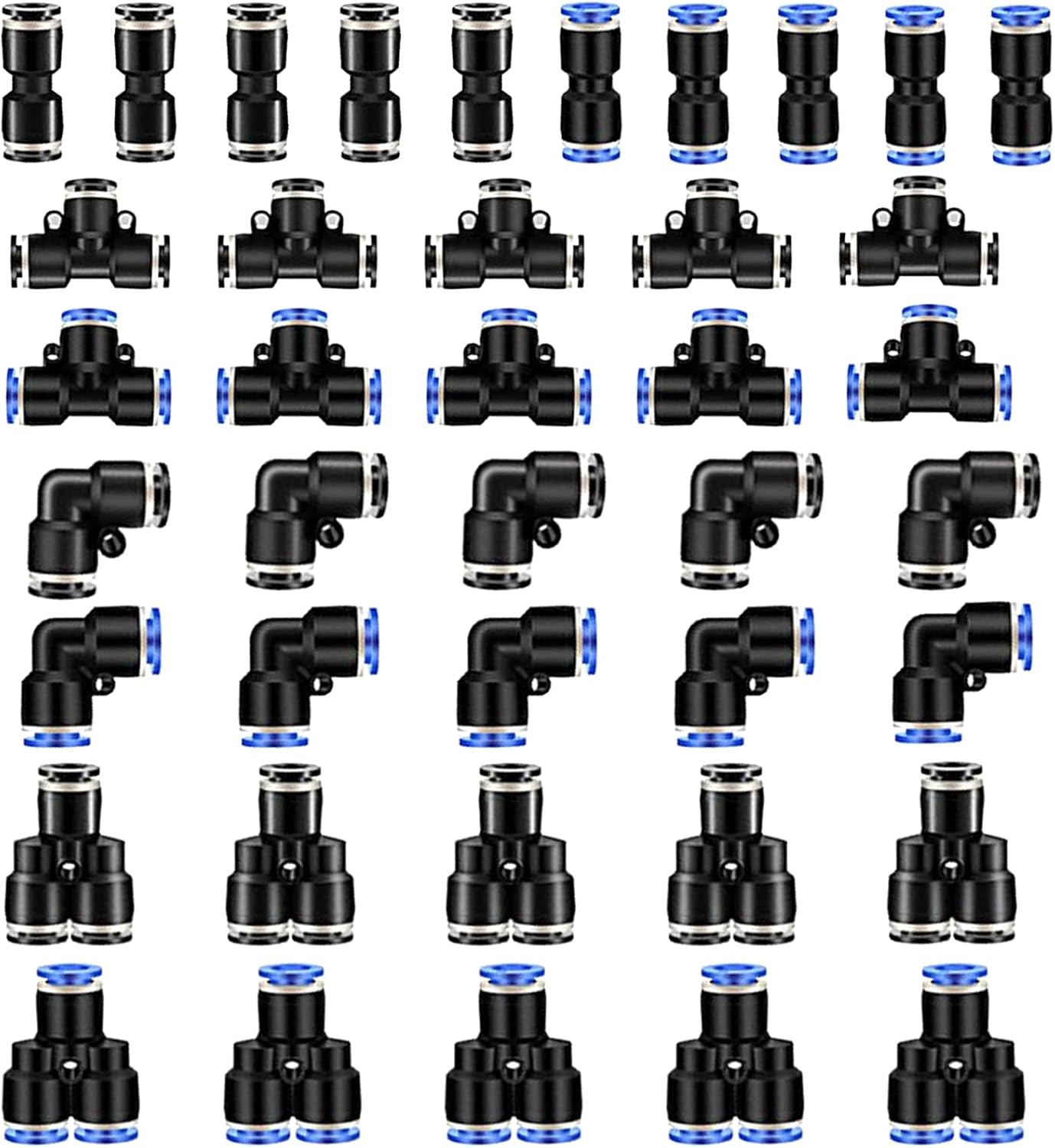 Amazon.com: 40pcs Push to Connect Fittings Quick Release Pneumatic ...