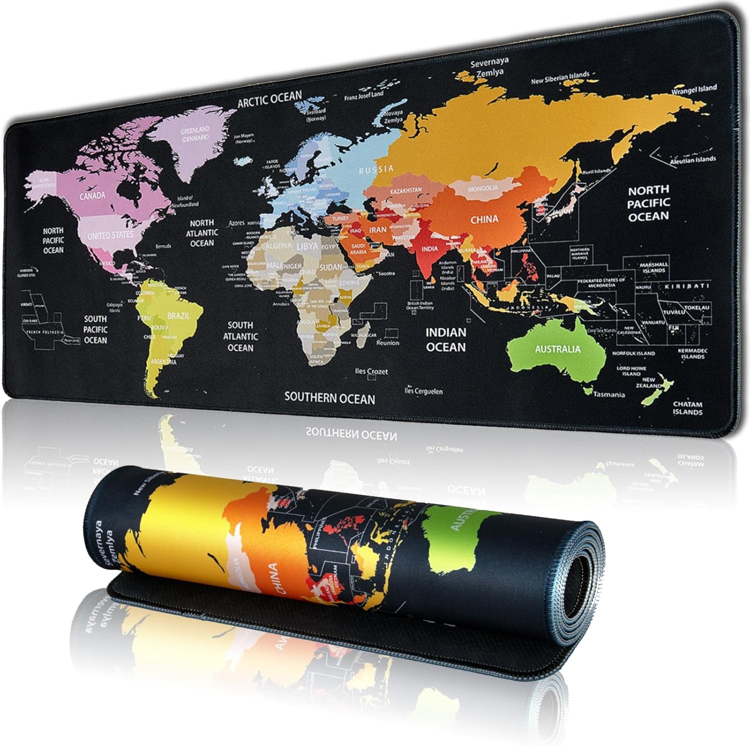 Hopipad World Map Large Gaming Mouse Pad for Desk, Desk Mat with Seamed ...