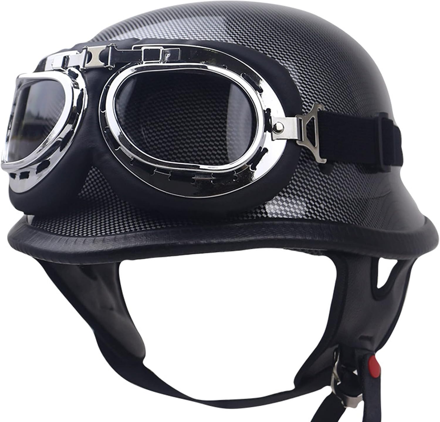 Amazon.com: DOT Approved Helmet+Goggles, Motorcycle German Leather Half ...