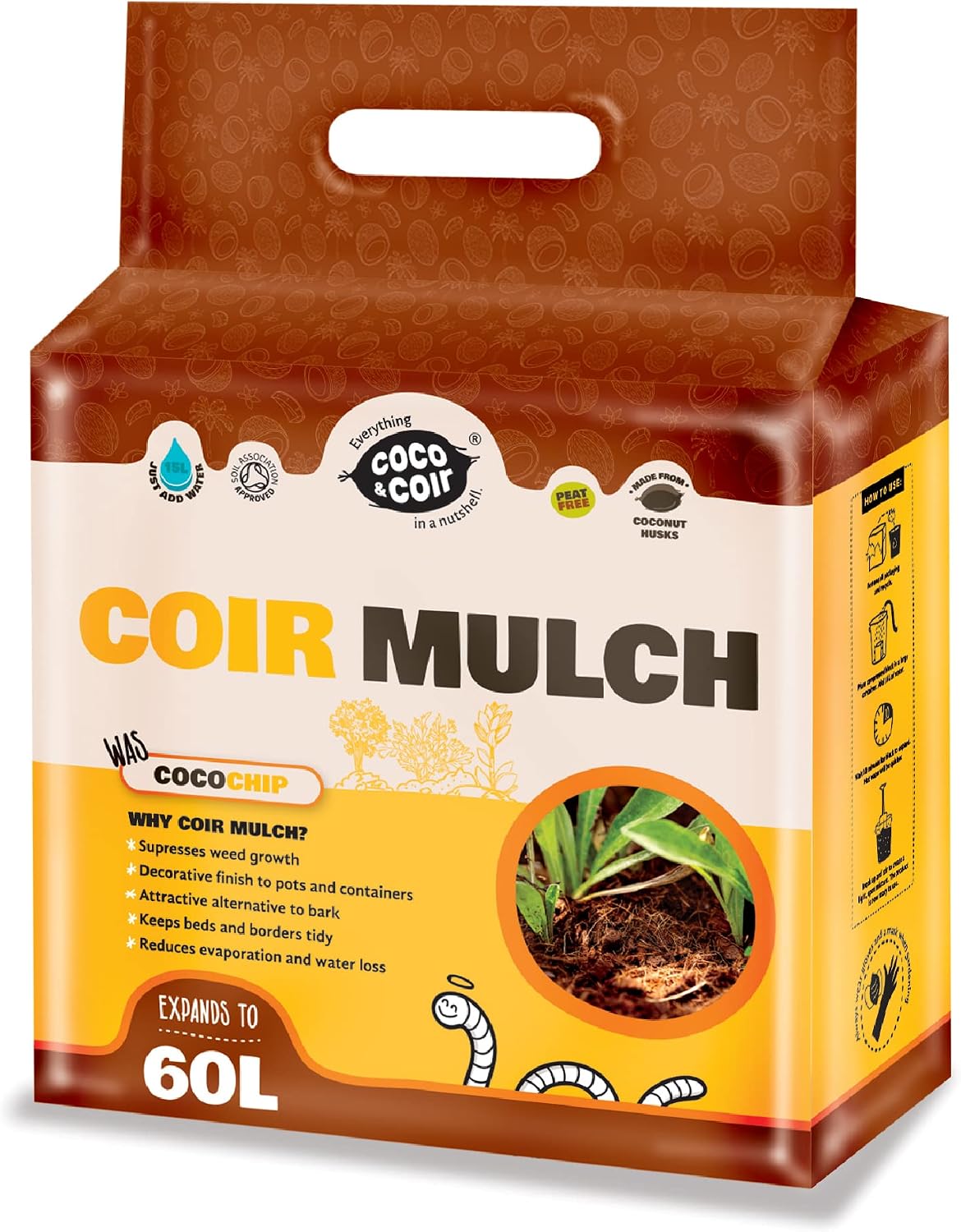 Coco Chip Mulch (60L) 100% Natural Eco-friendly Coir Mulch : Amazon.co ...