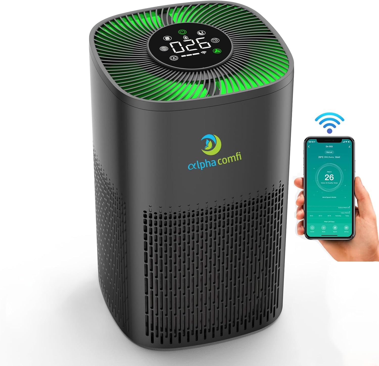 ALPHA COMFI Smart Air Purifiers for Home Large Room Smart Wi-Fi Alexa ...