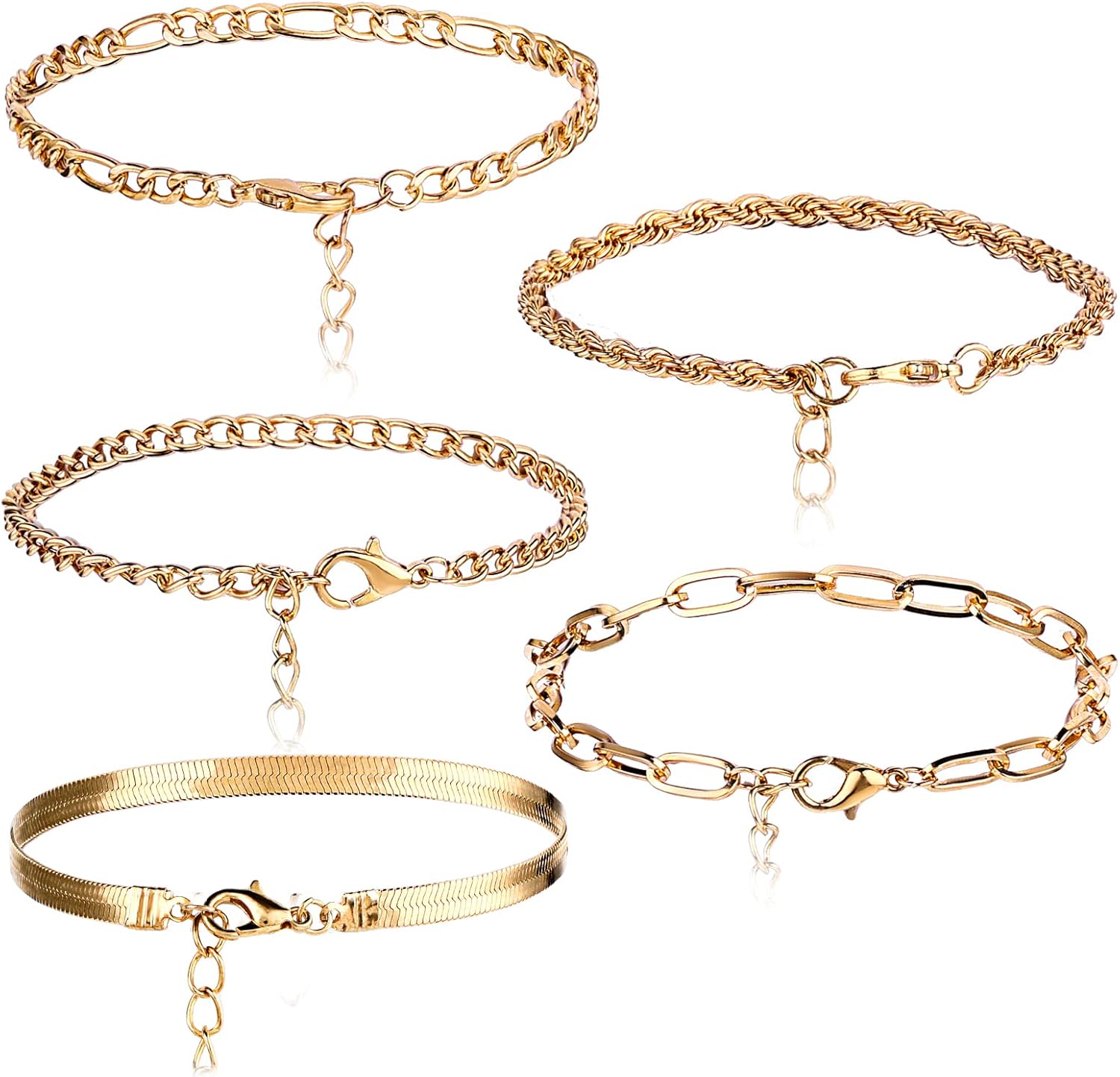 Ouligay 5Pcs Gold Bracelet Set for Women Gold Plated Layered Bracelets ...