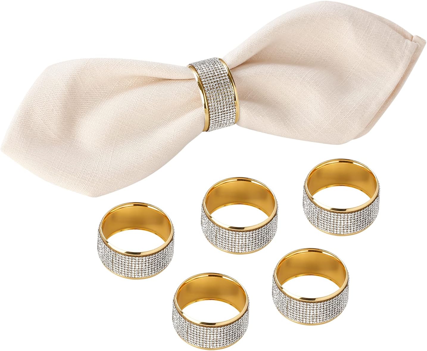 Amazon.com: Silver Diamond Glod Napkin Rings Set, Rhinestone Napkin ...