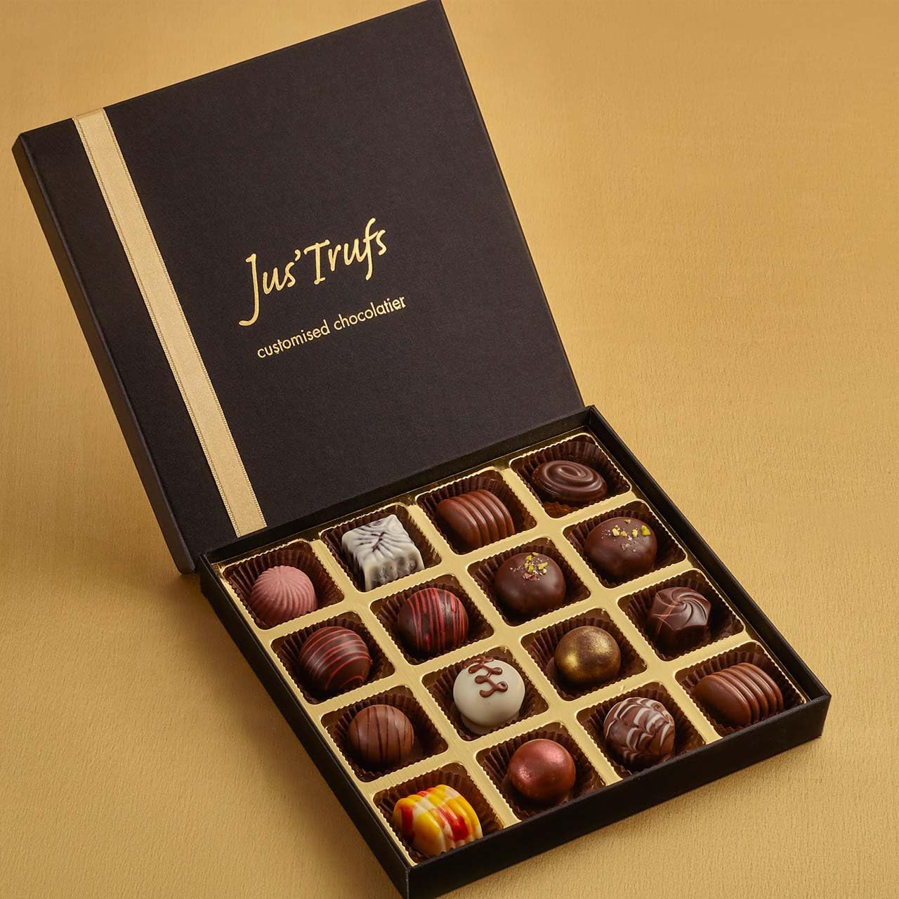 Jus' Trufs Decadent Belgian Chocolate Pralines box of 16 I Assorted ...