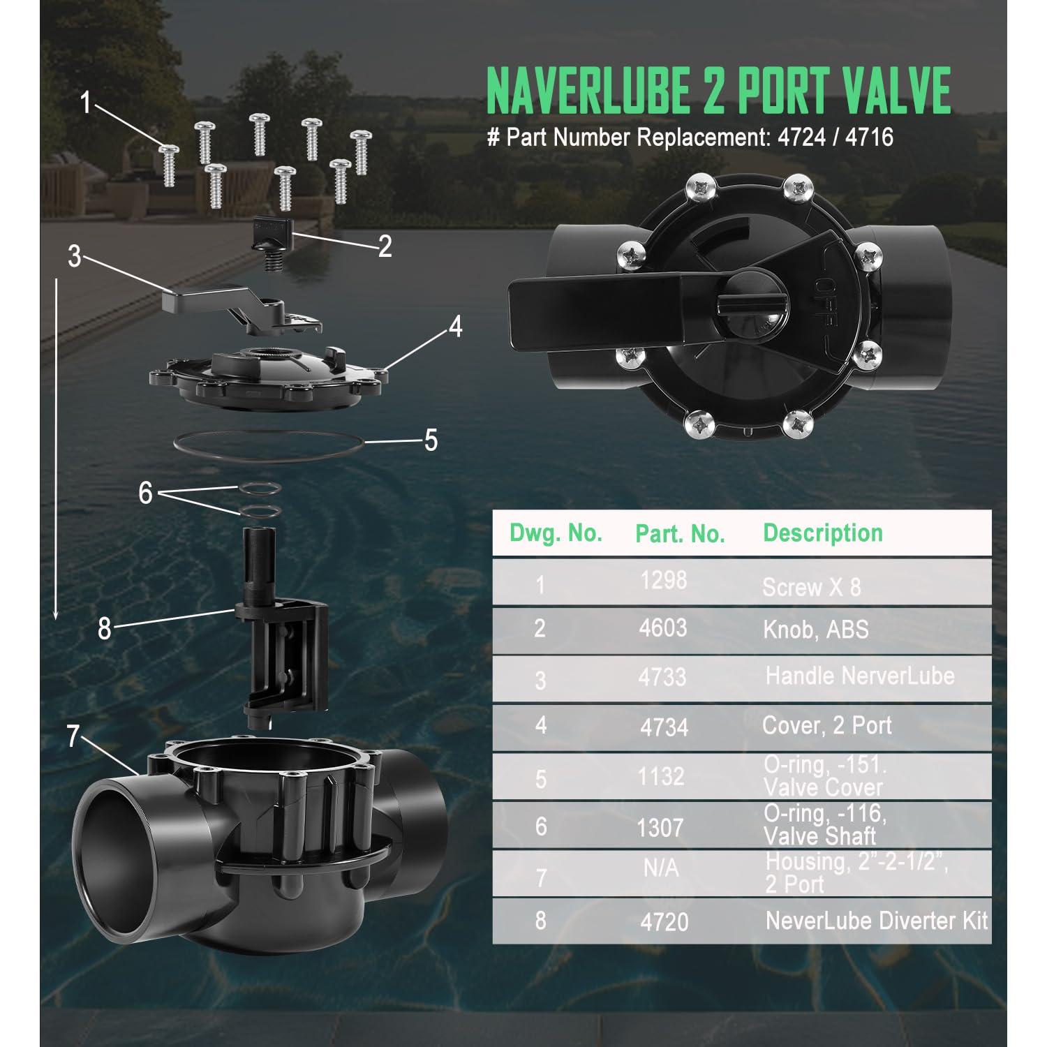 Snapklik.com : 2 Way Valve 2 Inch, Pool Diverter Valve, Positive Seal ...