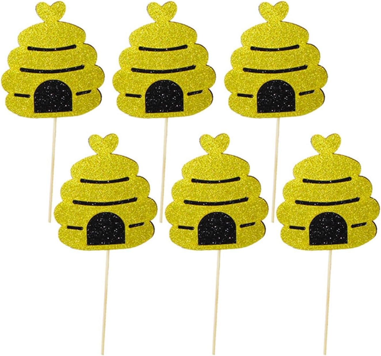 Large Glitter Honey Bee Cake Topper Gold Black Baby Shower Kids ...