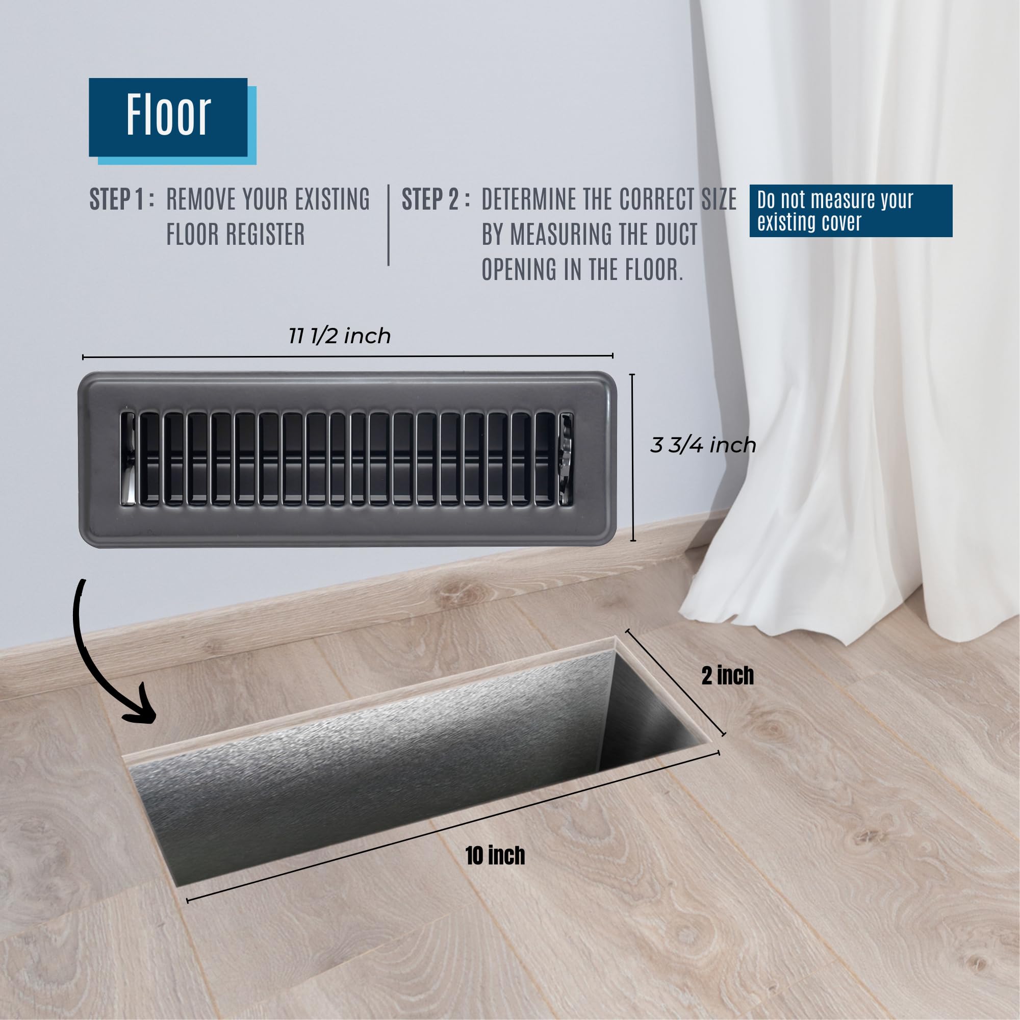 Snapklik.com : Fits 2x10 And 10x2 Duct Opening Floor Register