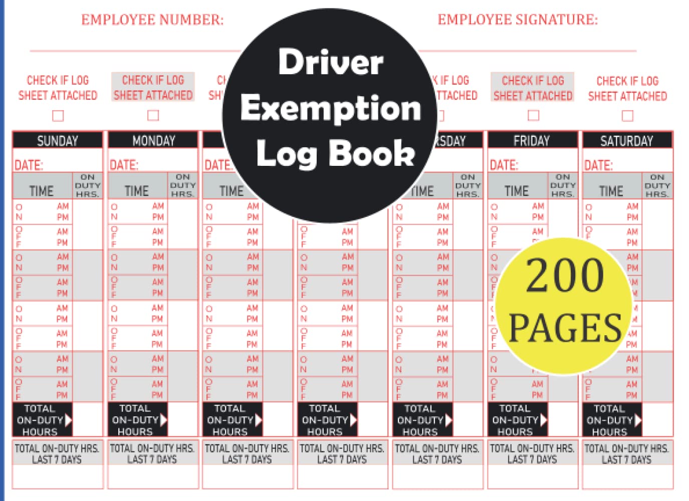 Driver Exemption Log Book: Driver's Schedule and Checklist Log with ...