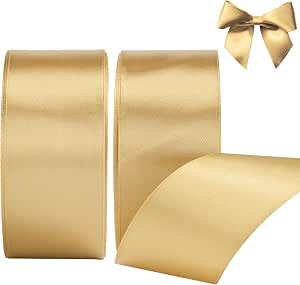 KEYIDO Gold Ribbon, 40mm x 44 Metres(50 Yards) Wide Ribbon, Thick Gold ...