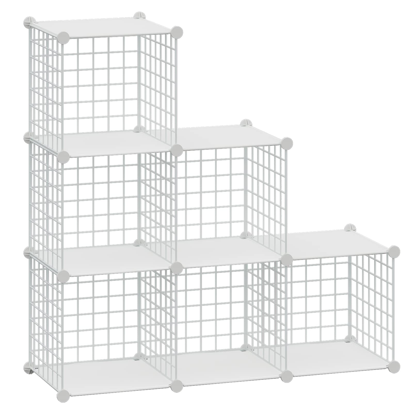 HUBSON Wire Cube Storage Organizer, 6-Cube Metal Grids Storage Shelf ...