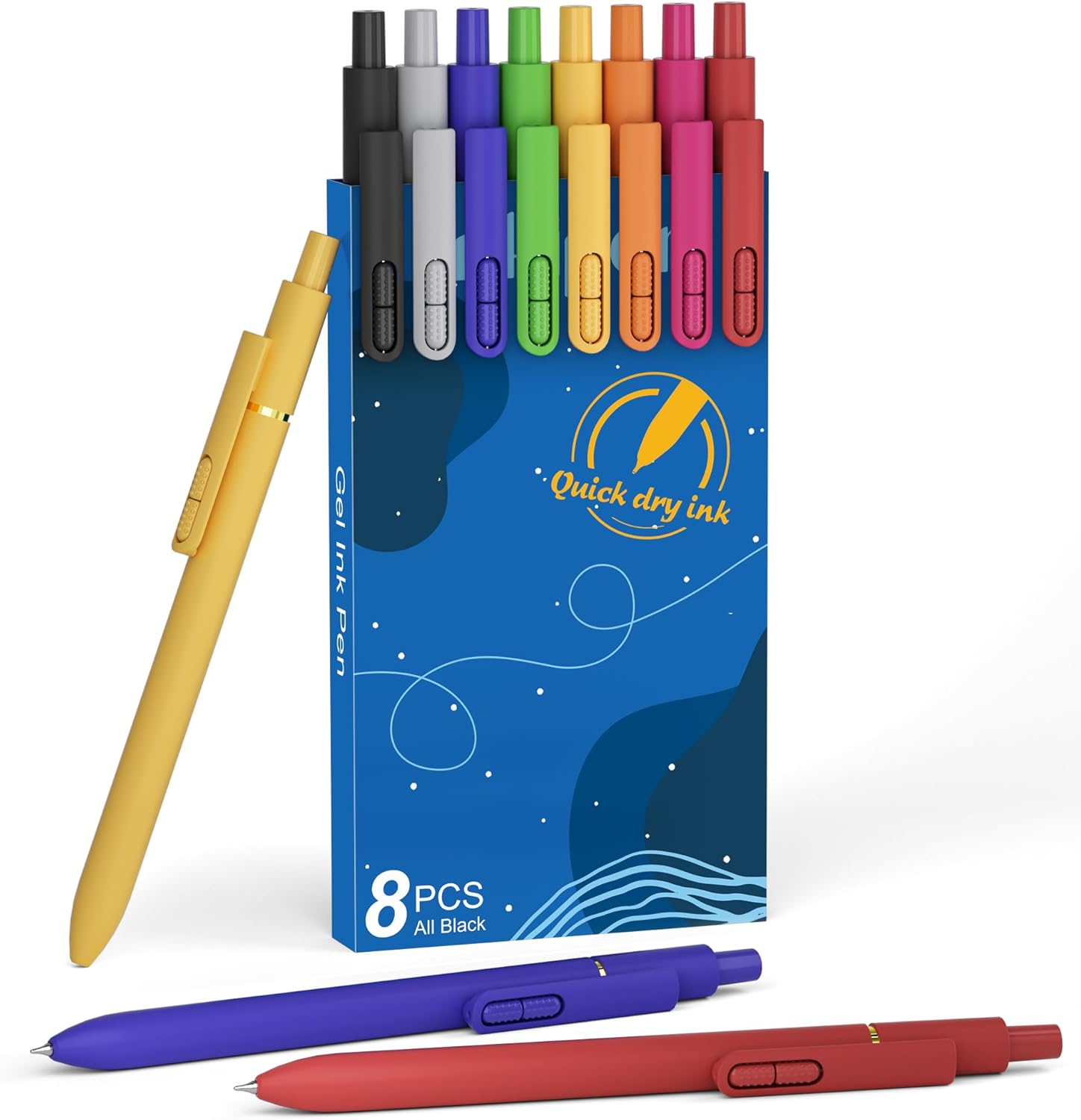 Amazon.com: inkipen 8-Pack 0.5mm Black Gel Pens, Retractable Needle Tip ...