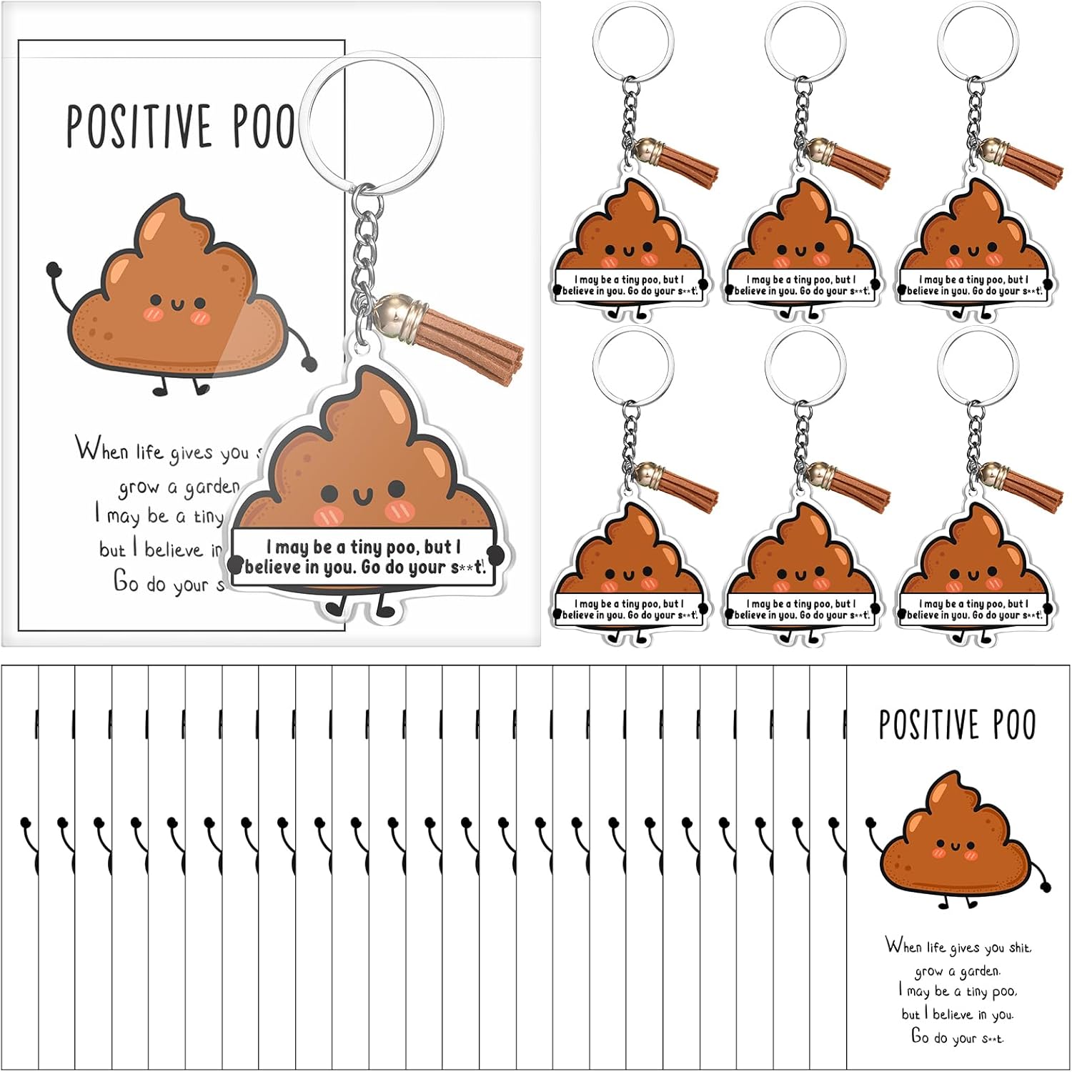 Siifert 24 Set Emotional Support Positive Poo Acrylic Keychains with ...