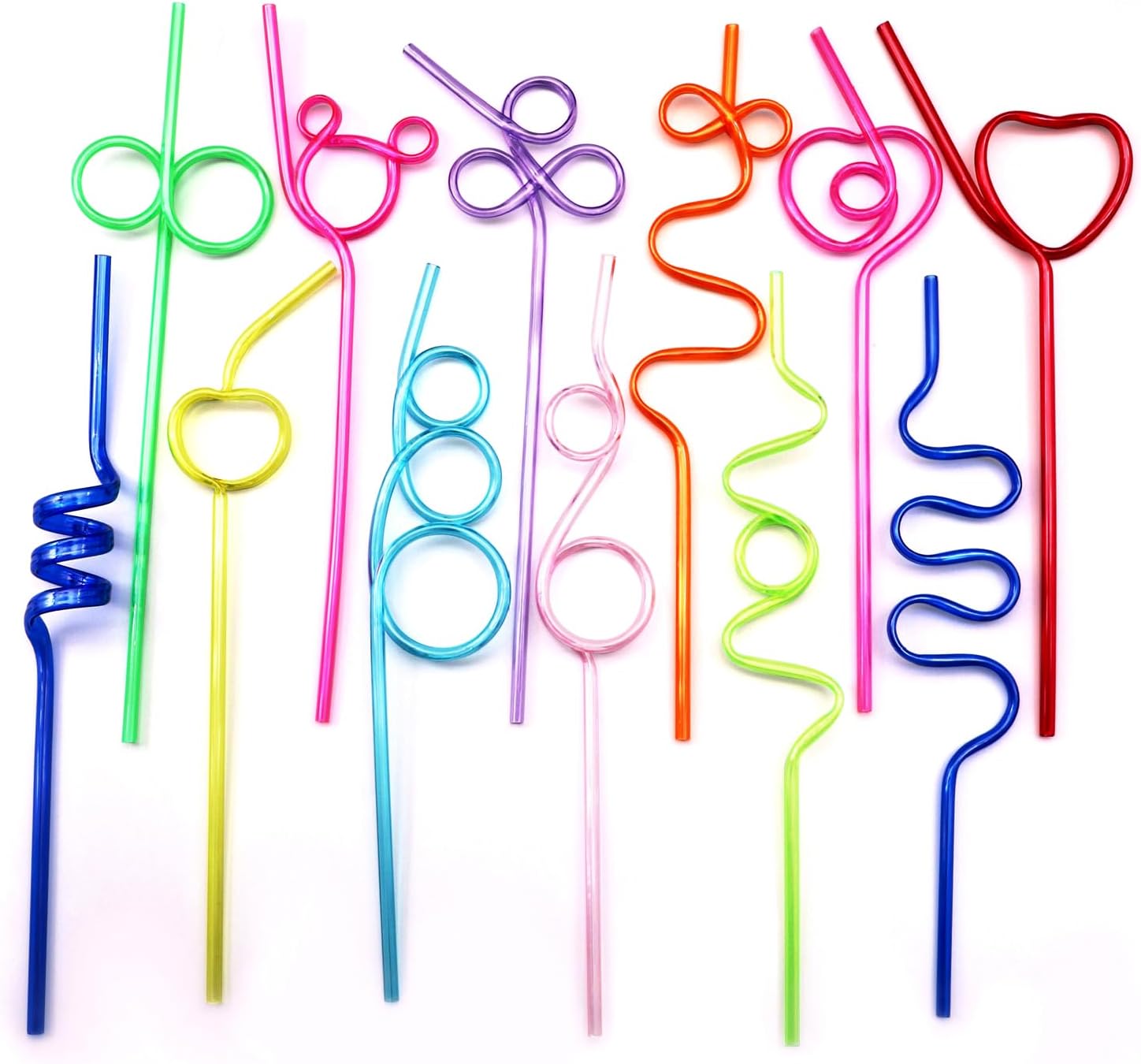 12 Pcs Colorful Curly Straws - Reusable Party Straws for Kids and ...