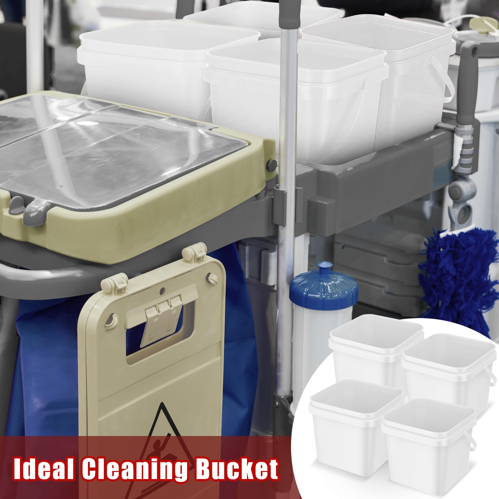 4 Pcs Plastic Bucket 5 Quart Square Bucket Utility Small Bucket with ...