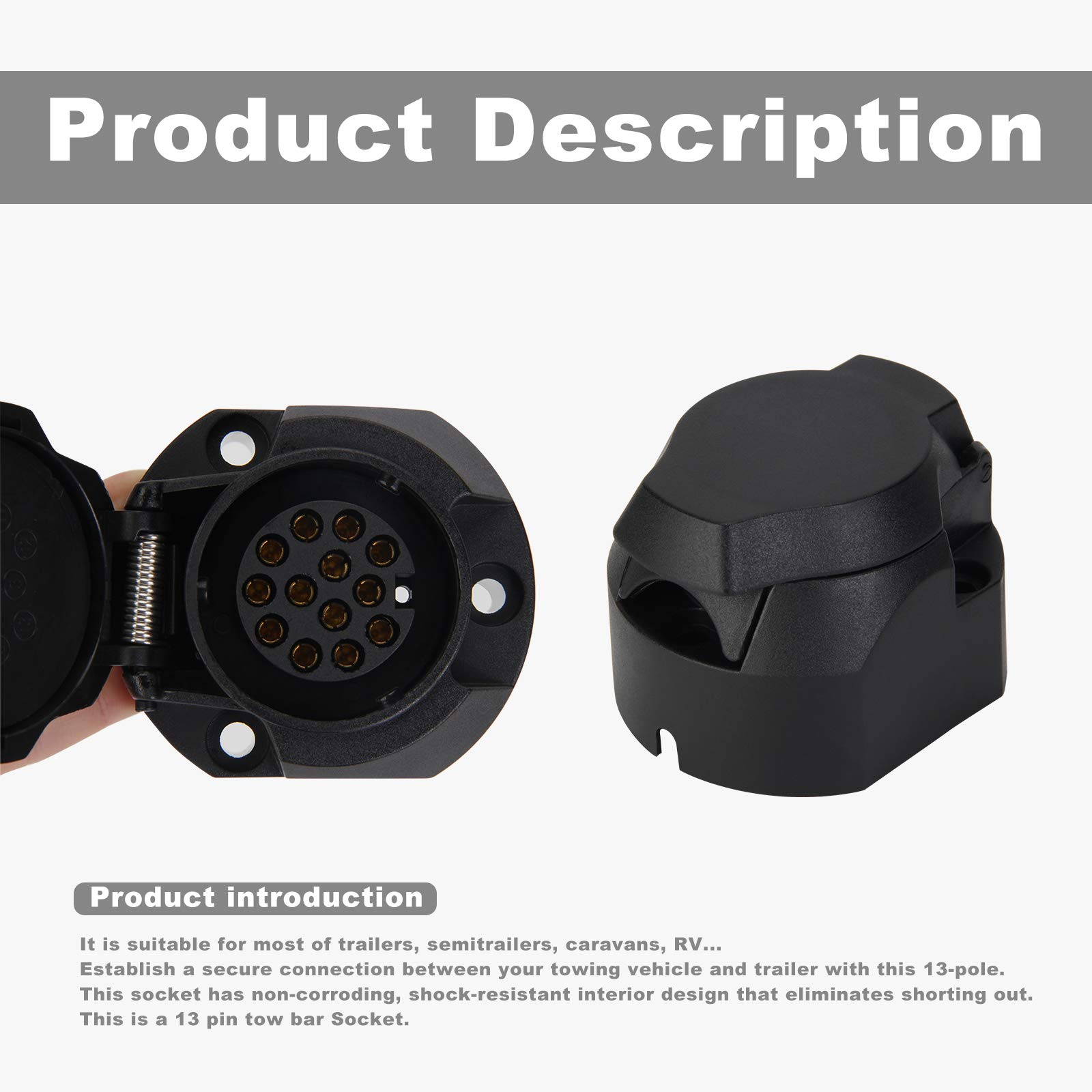 Buy OPP ULITE 13 Pin Trailer Socket Adapter 13 Pole Trailer Towbar ...