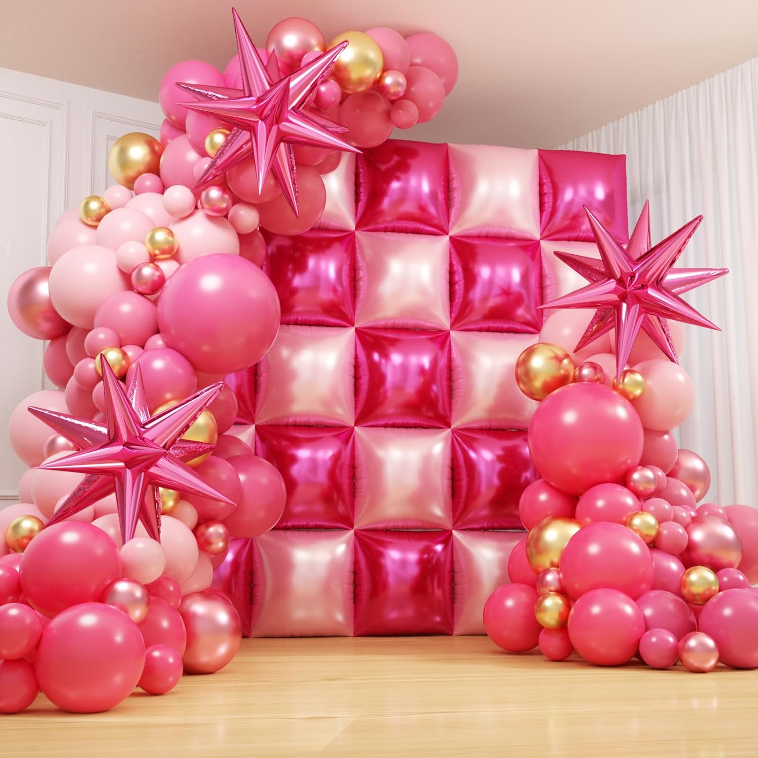 Amazon.com: Metallic Magenta Hot Pink Flat Square Foil Balloons ...