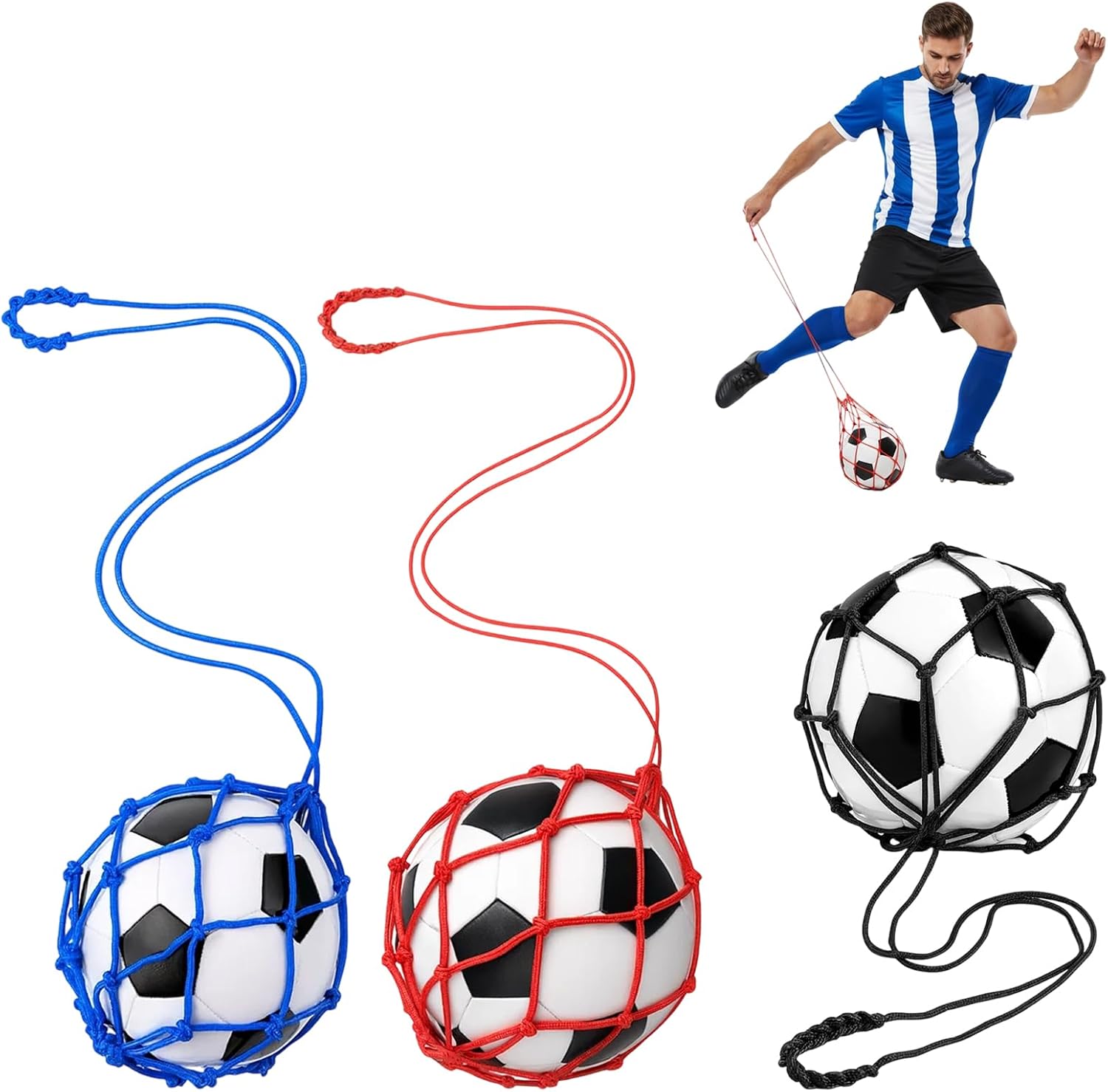 Amazon.com : ZHLKHIOP 3 Soccer Ball Nets for Training, Soccer Kick ...