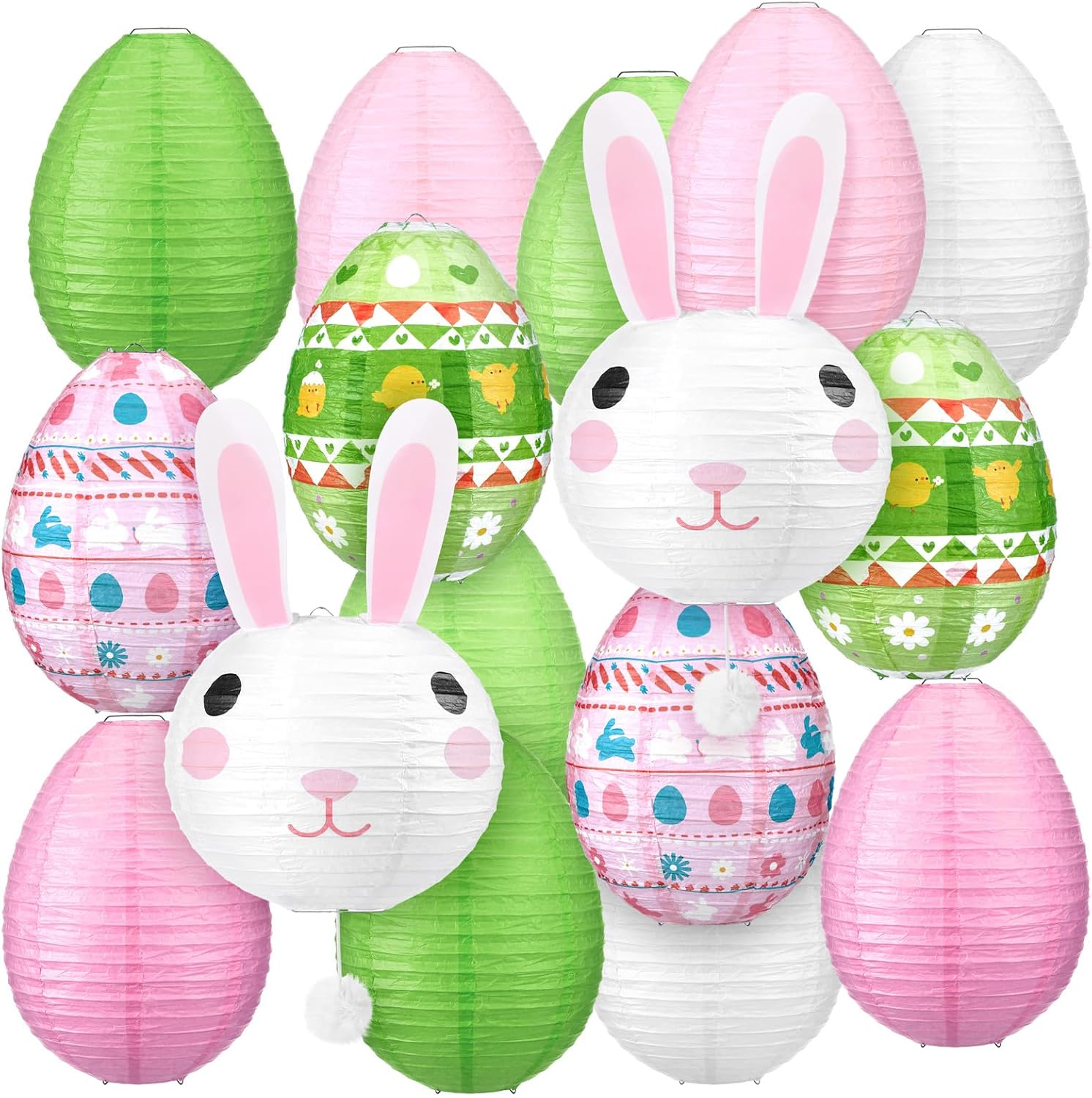 Amazon.com: Bencailor 16 Pcs Easter Party Decorations Eggs Bunny Paper ...