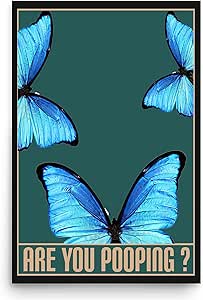 Amazon.com: Lovesout Funny Bathroom Wall Art Blue Morpho Butterfly Are ...