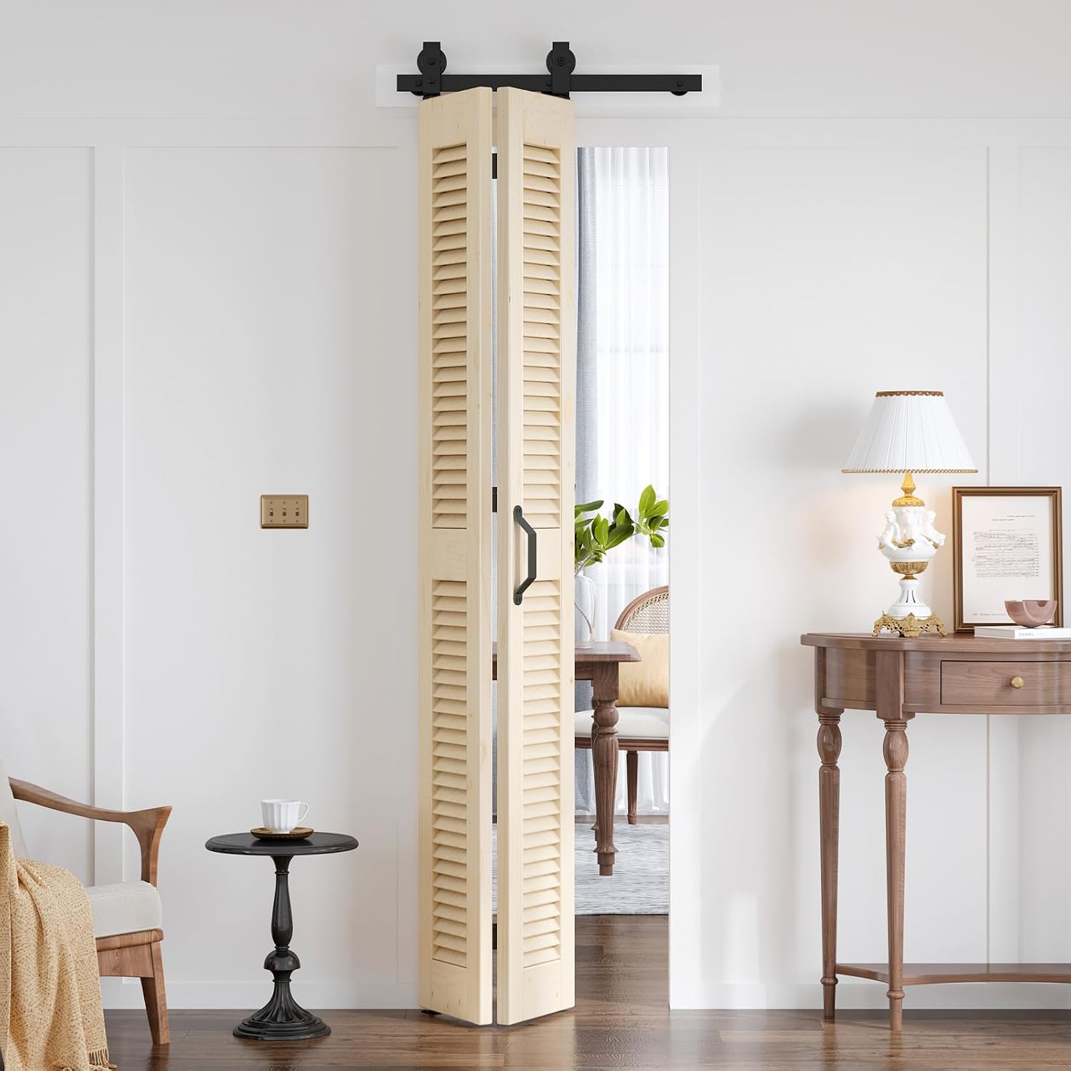ROYMELO Bifold Barn Door 24 x 84 Inch (Double 12 x 84 Inch), Louver ...