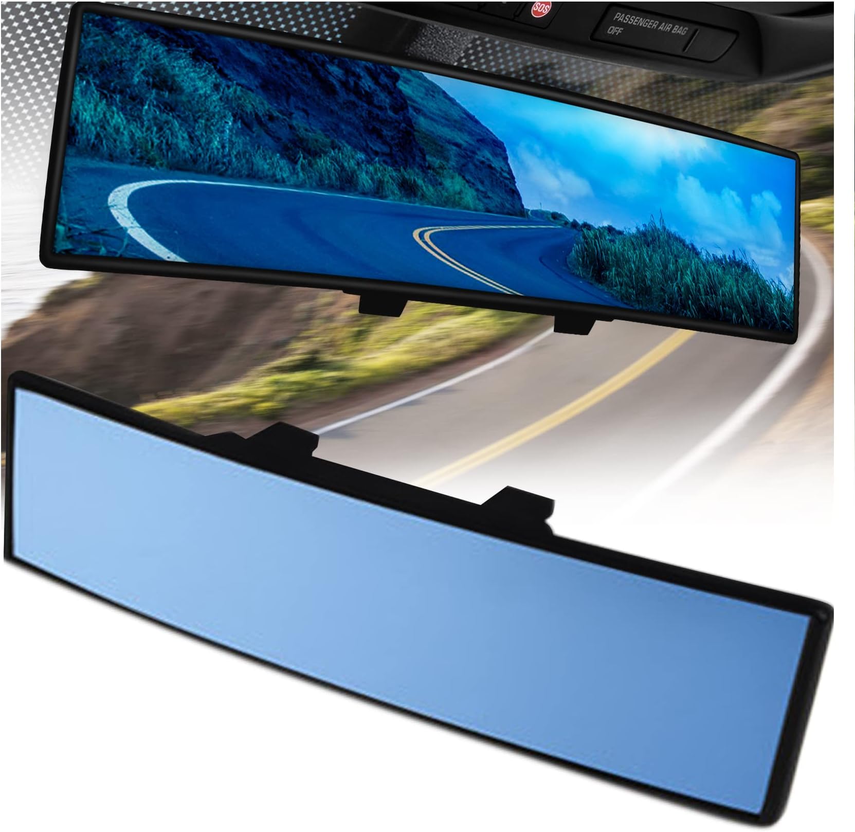 Amazon.com: Fogfar Pack-1 Car Rear View Mirror, 11.77" Large Panoramic ...