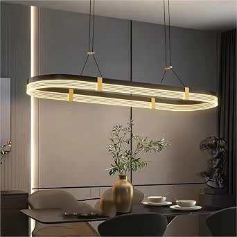 LED Hanging Lamps Simple Elliptical Pendant Lights bar Dining Table ...