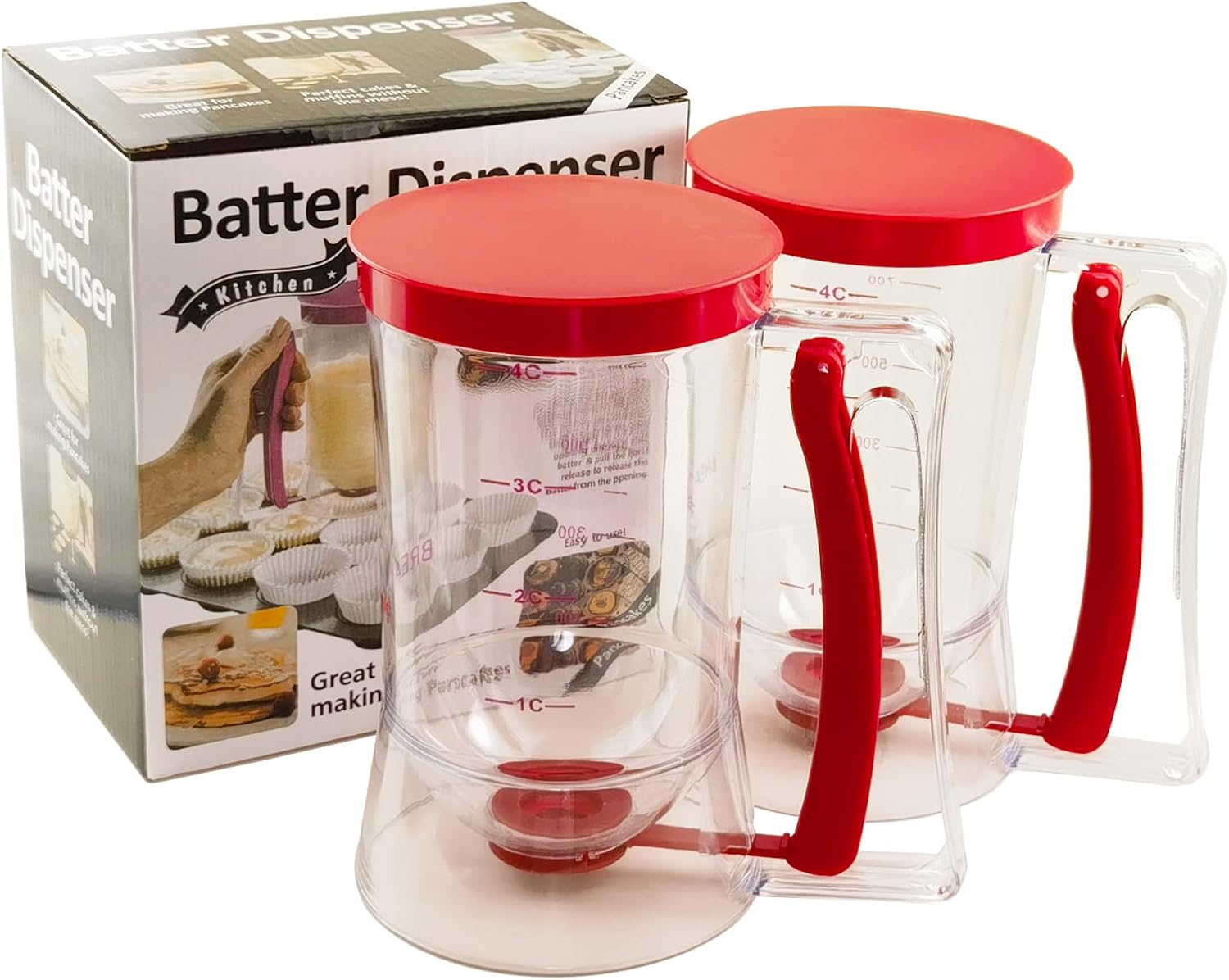 Amazon.com: 2 Pack Pancake Batter Dispenser - Cookie/Cupcake/Cupcakes ...