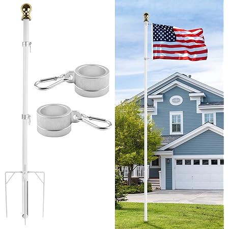 Amazon.com: Oliynedy Ground Flag Poles for Outside House inground ...