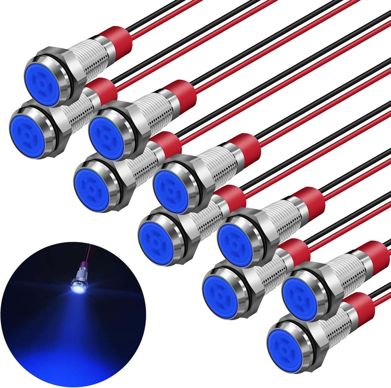 FICOLPO 10 Pcs LED Metal Waterproof Indicator Light, 12-24V 5/16 ...