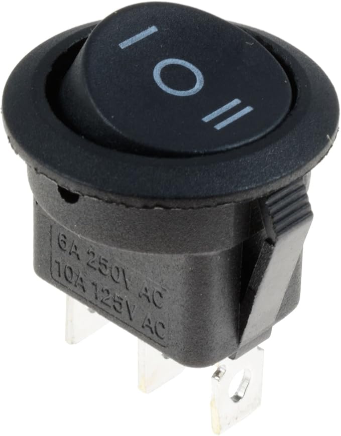 Black On/Off/On Round Latching 20mm Rocker Switch SPDT 3 Position ...