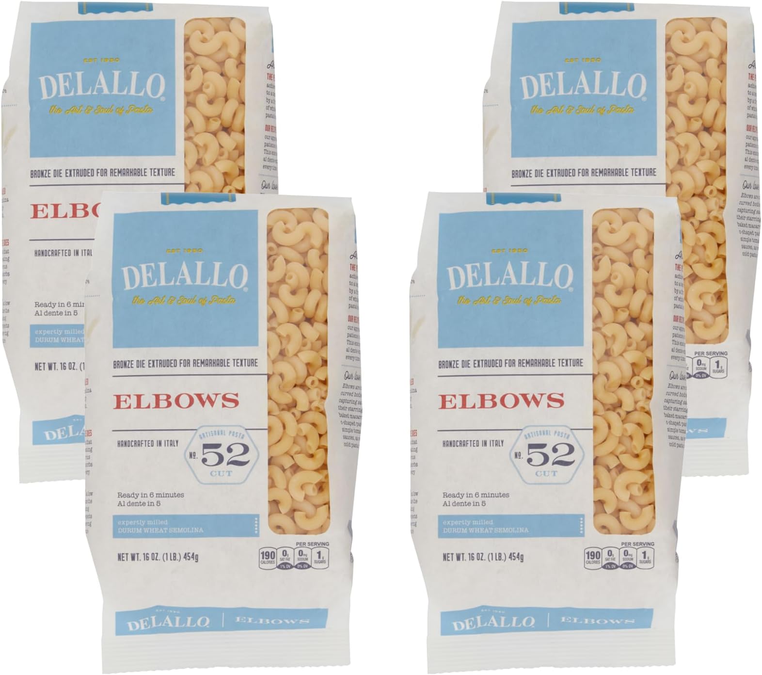 Amazon.com : DeLallo Elbow Macaroni Pasta, 1 Pound Bag, 4 Pack, Made in ...