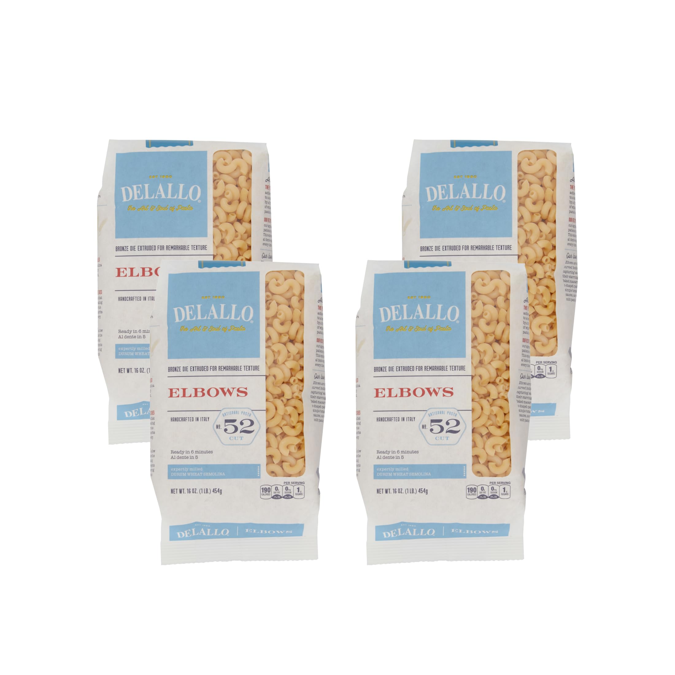 Amazon.com : DeLallo Elbow Macaroni Pasta, 1 Pound Bag, 4 Pack, Made in ...