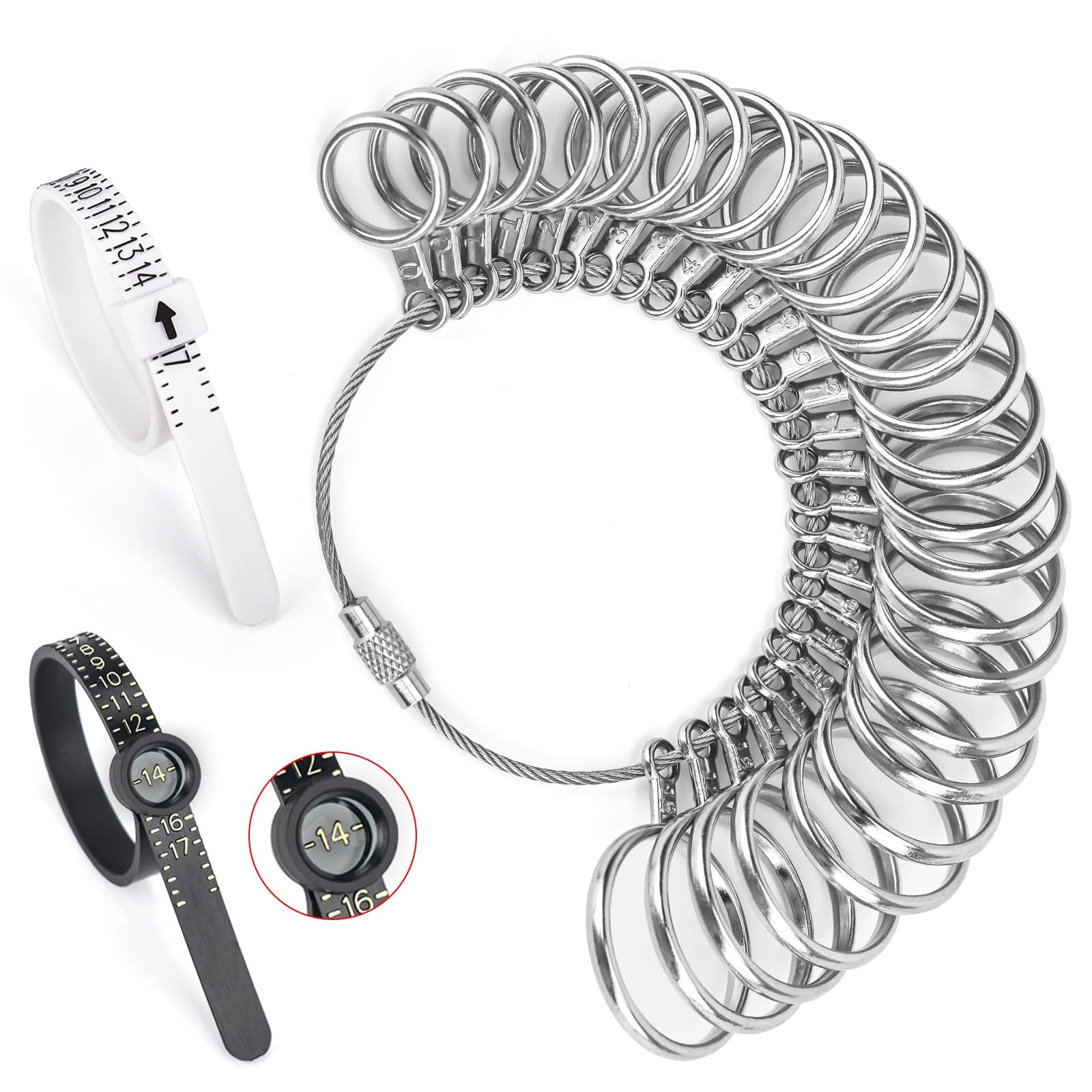 Auckyeer Ring Sizer Measuring Tool 27 Pcs, Ring Sizing Kit 0-13 with ...