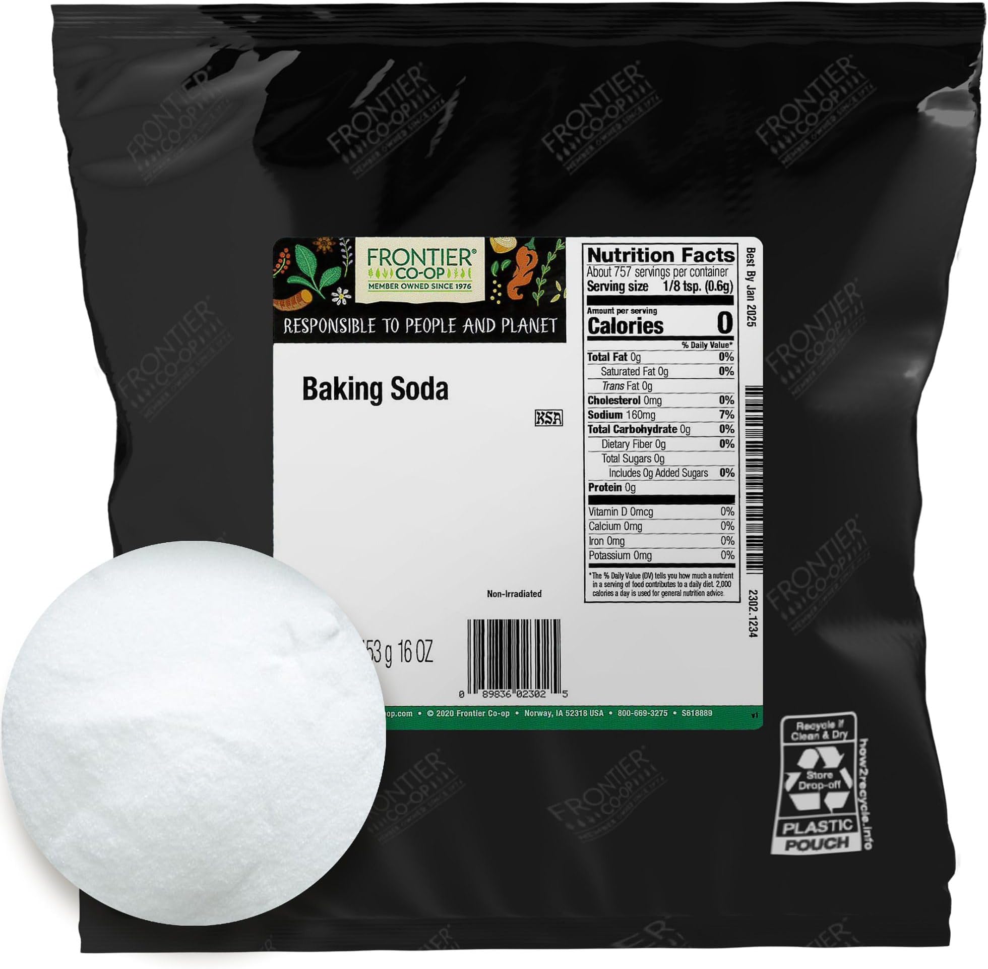 Amazon.com : Frontier Co-op Baking Soda Powder, Kosher | 1 lb. Bulk Bag ...